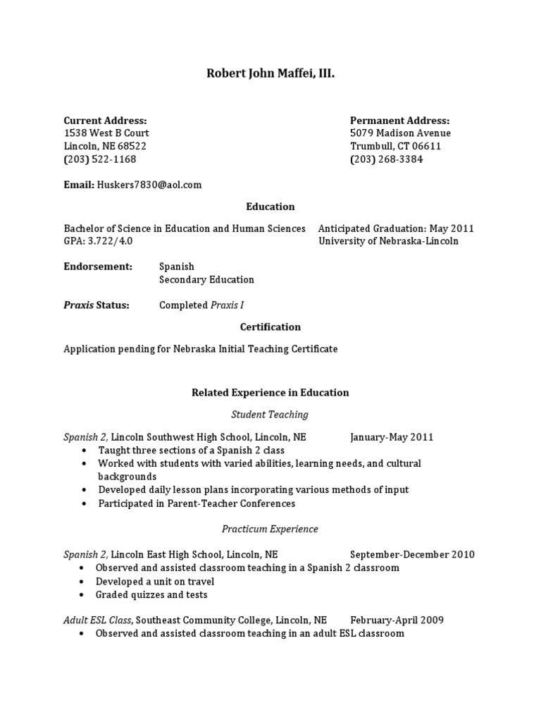 Robert John Maffei, III.: Current Address: Permanent Address | PDF ...