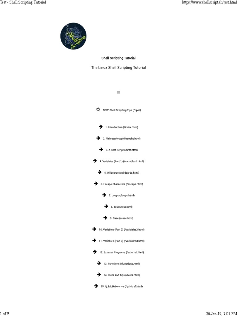 Test Shell Scripting Tutorial Pdf Computer Engineering Software