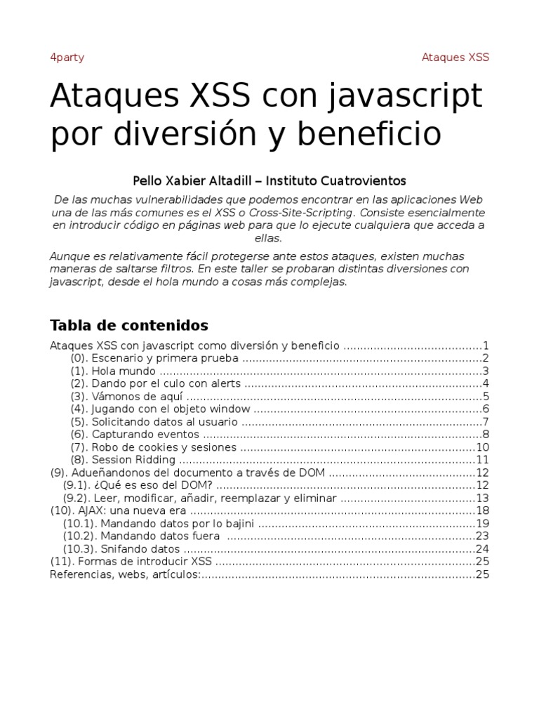 Xss Con Javascript Pdf Script Java Modelo De Objeto De Documento 