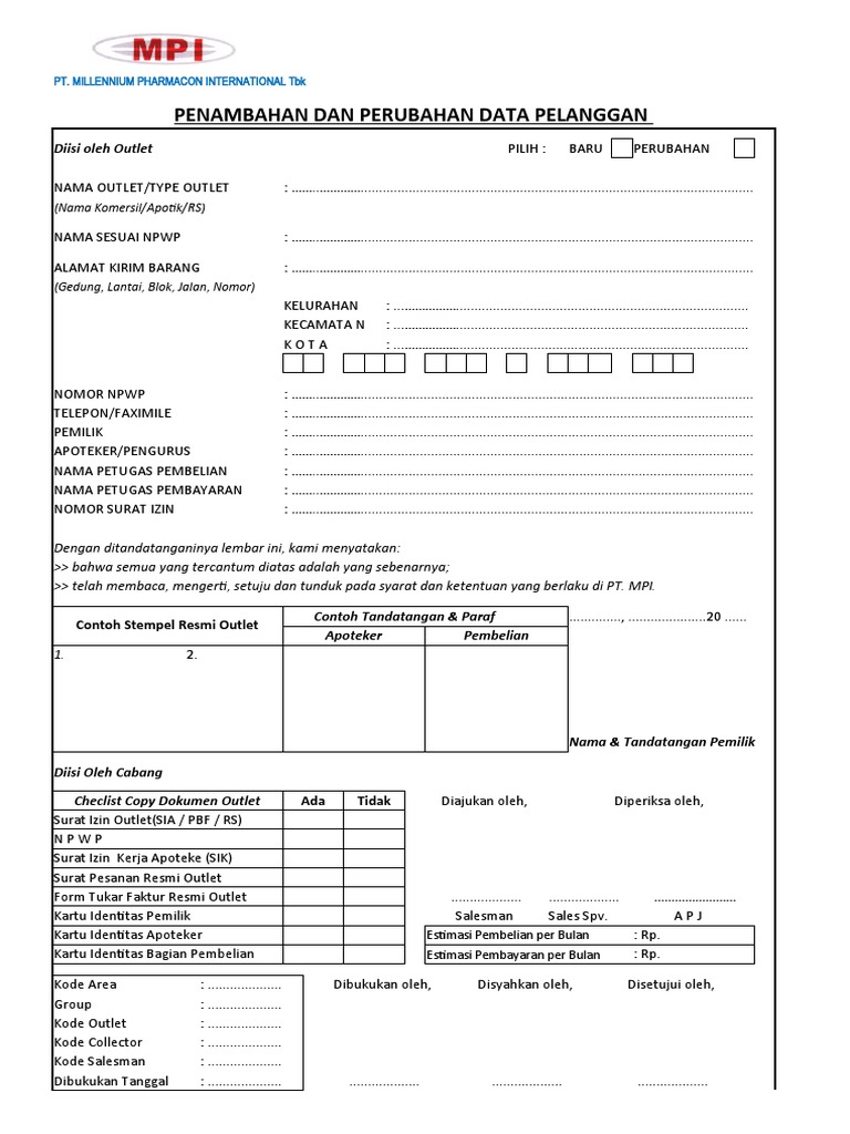 Form Outlet Baru | PDF