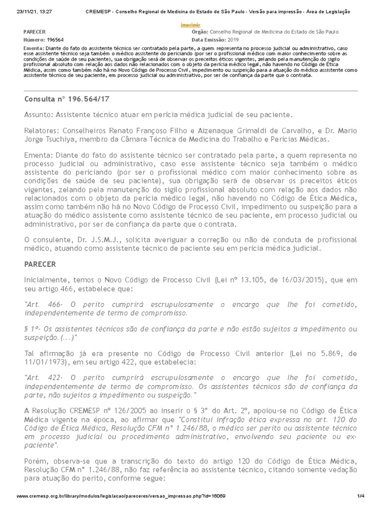 CREMESP - Conselho Regional de Medicina Do Estado de São Paulo - Versão ...