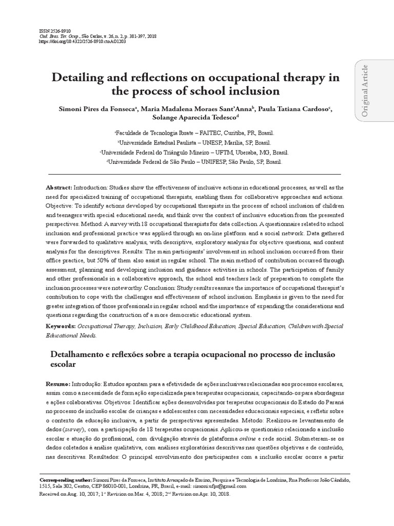 Detailing Anad Reflections An Occupational Therapy in The Process of ...