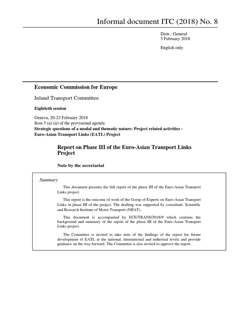 Euro-Asian Transport Links (EATL) Project - Informal - Document - No ...
