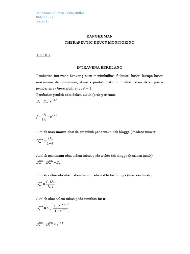Dosis Intravena Berulang | PDF
