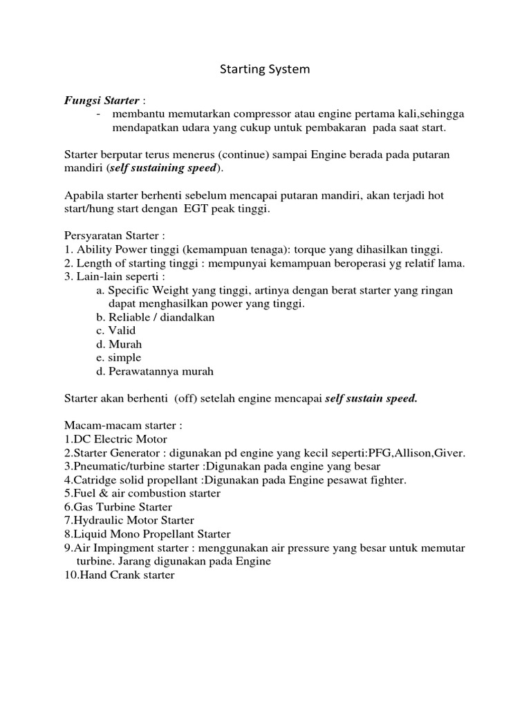 Starting System | PDF