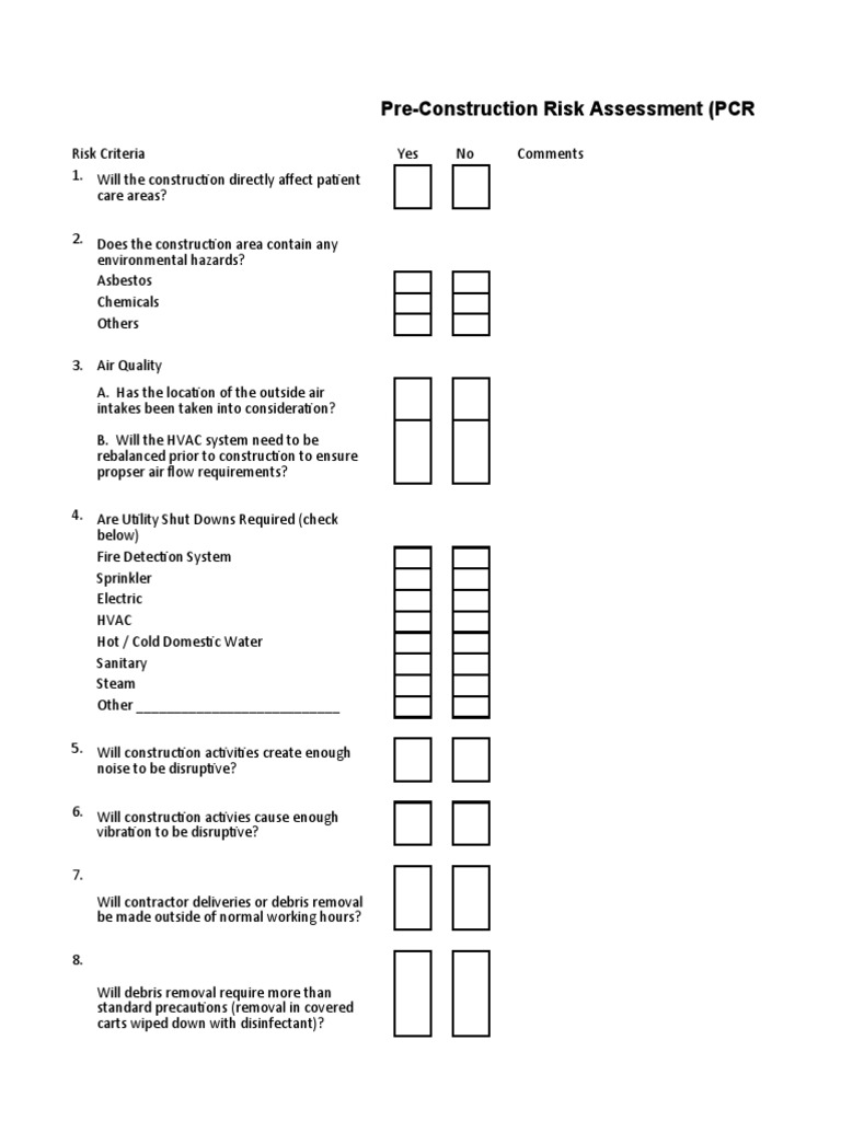 Pre Construction Risk Assessment RS | PDF | Risk | Risk Assessment