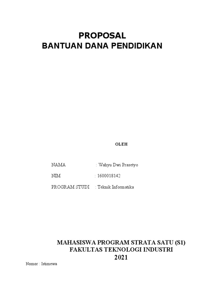Proposal Bantuan Dana Pendidikan S1 | PDF