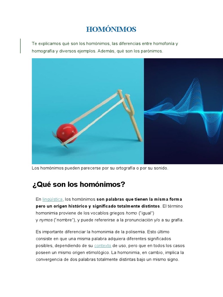 HOMÓNIMOS | PDF | Gramática | Semántica