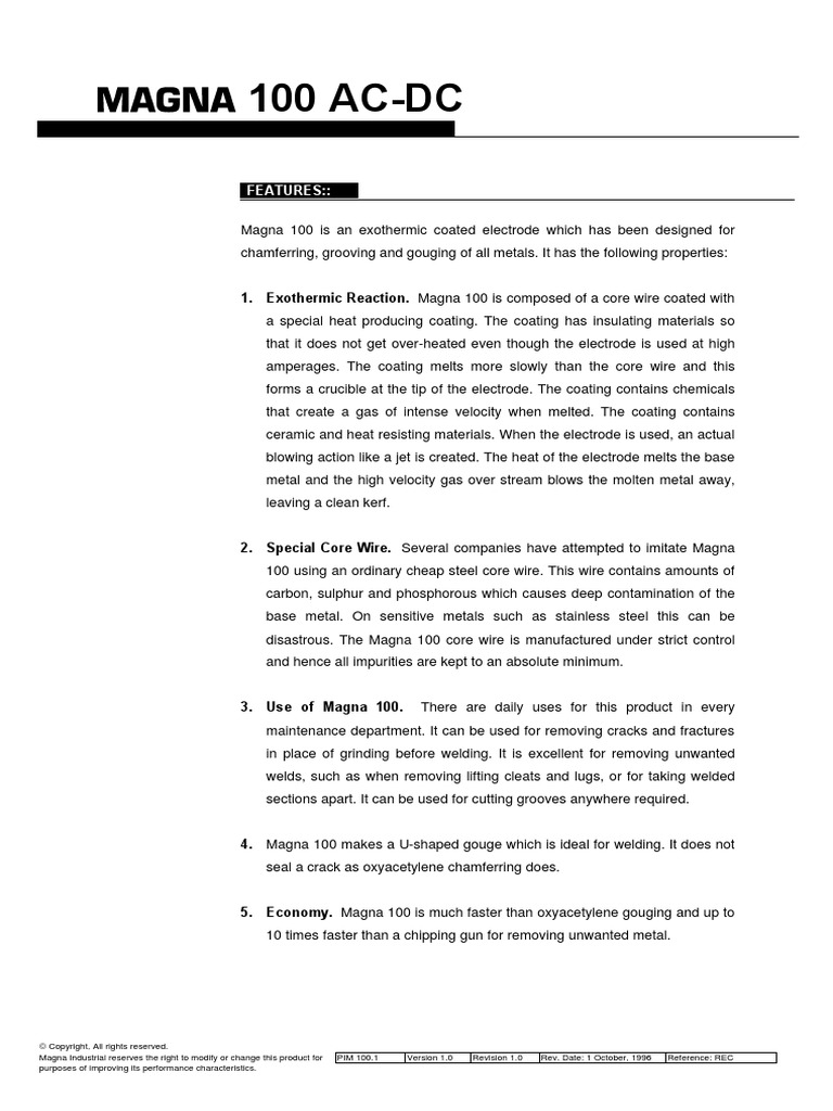 100 AC-DC: Features | PDF | Welding | Construction