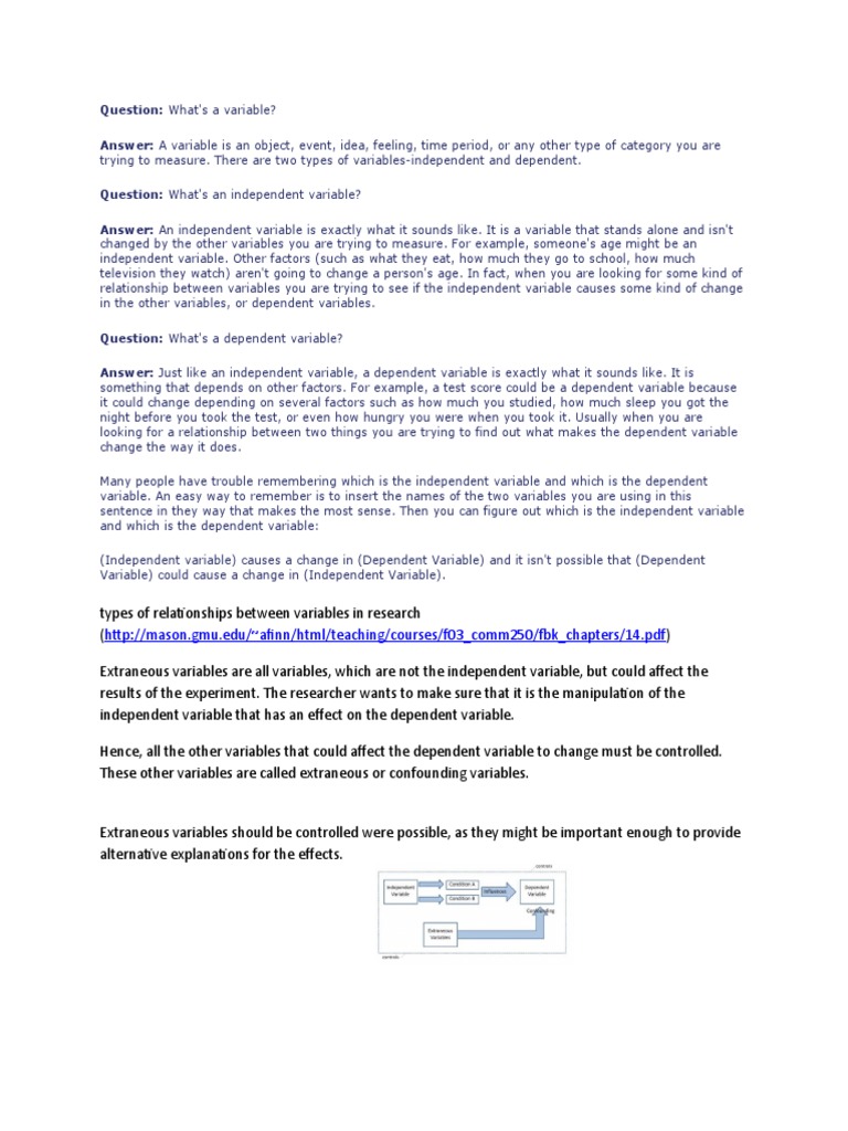 Variable | PDF | Confounding | Dependent And Independent Variables