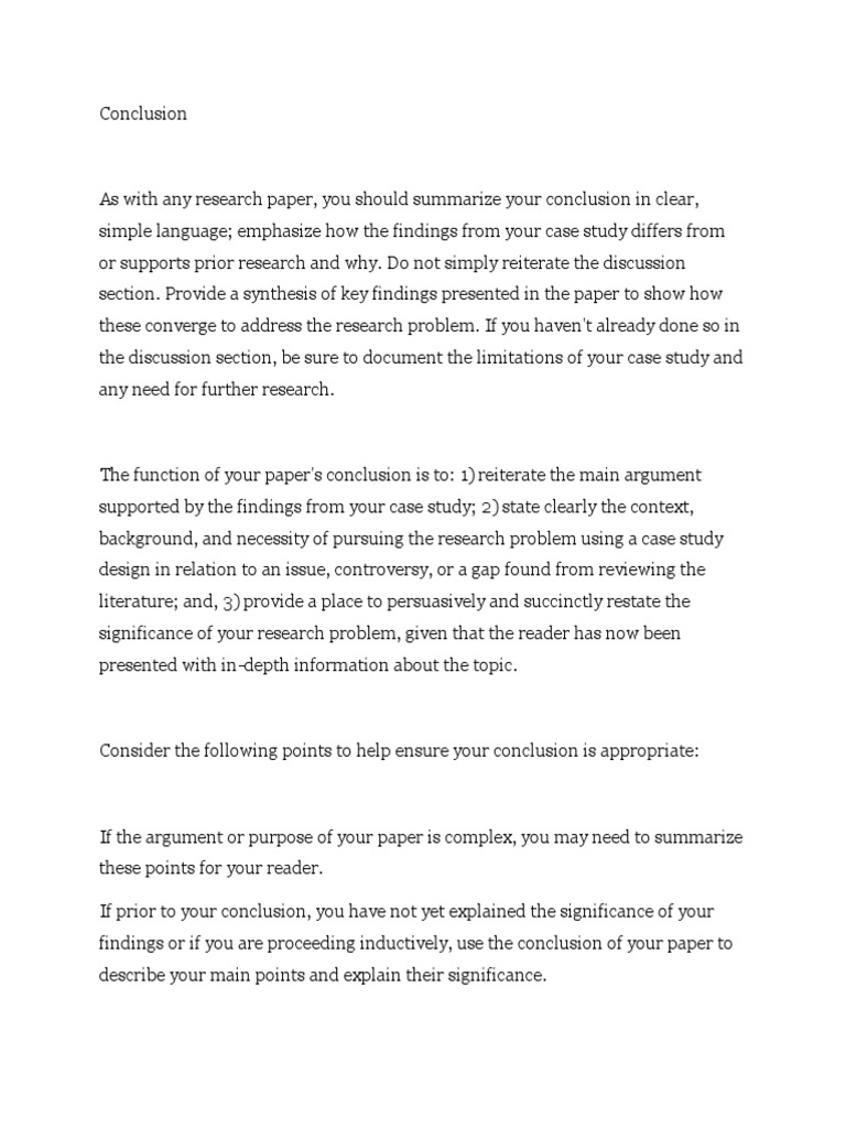 Conclusion Part For Case Study Tips | PDF | Case Study | Evidence
