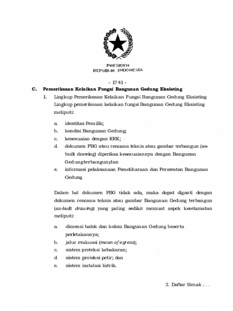 Daftar Simak Bangunan Eksisting | PDF