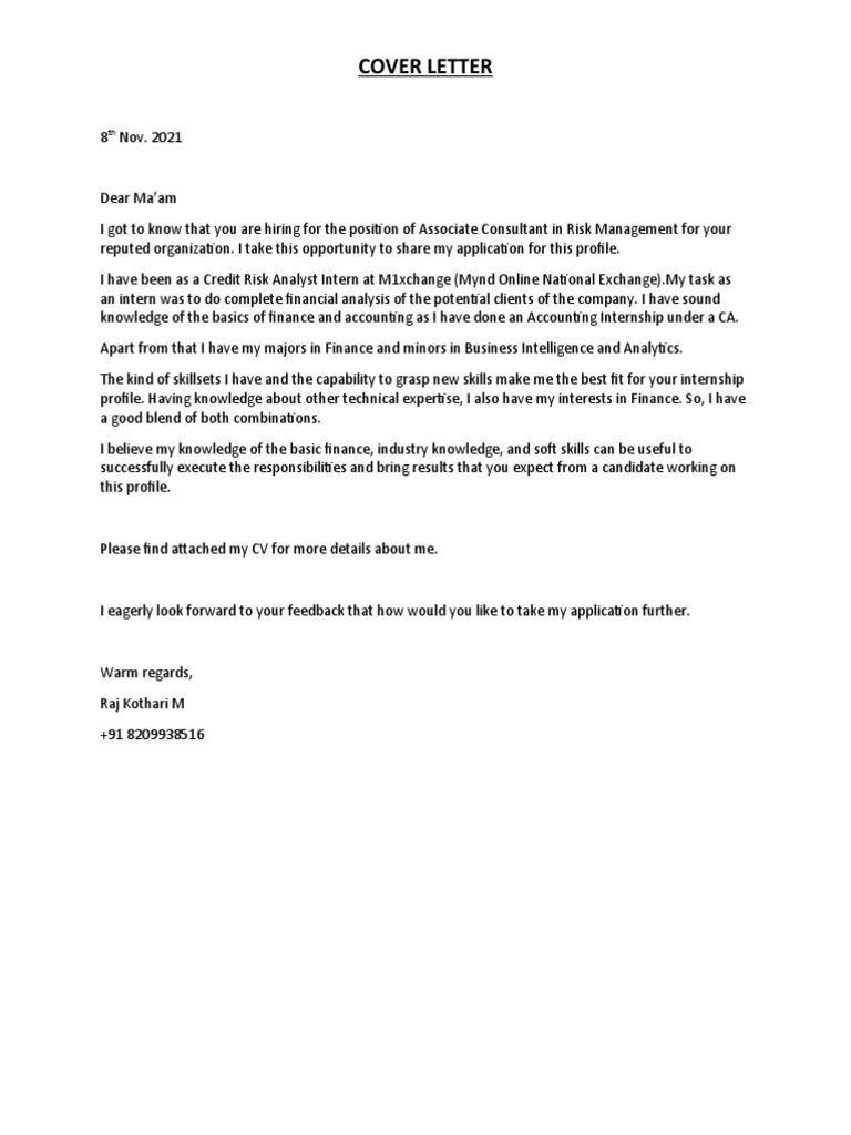 Cover Letter EY | PDF