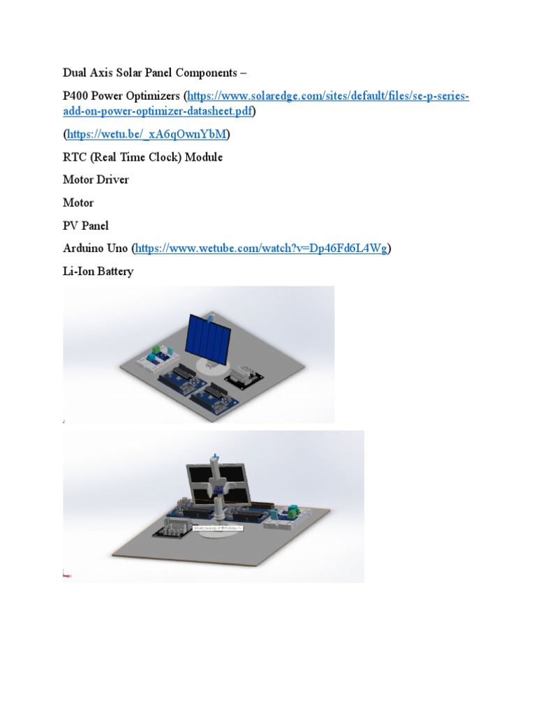 Dual Axis Solar Panel Components | PDF | Electric Motor | Photovoltaics