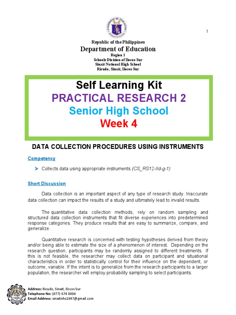 Practical Research 2: Self Learning Kit | PDF | Survey Methodology ...