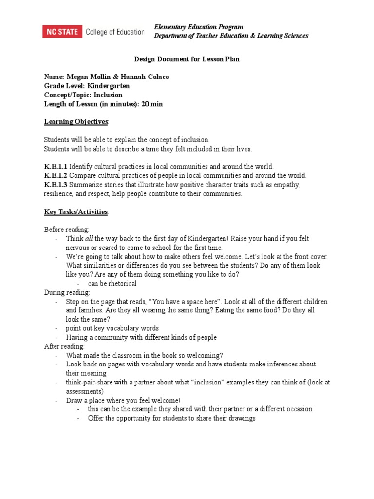Designdocument | PDF | Inclusion (Education) | Teachers