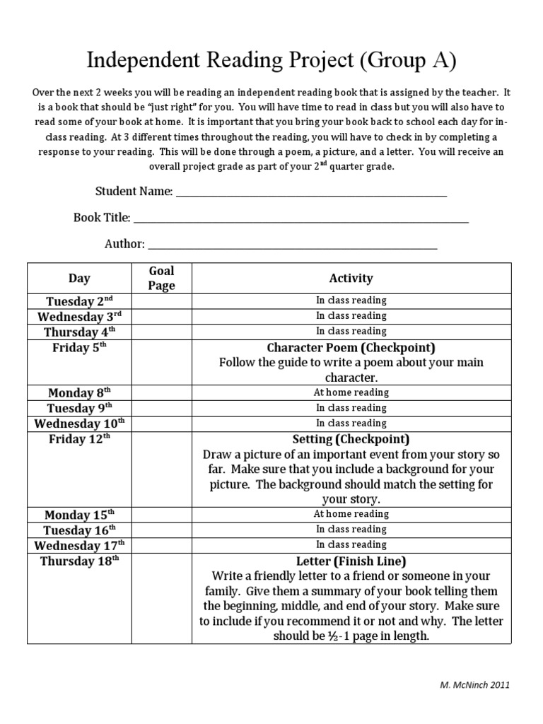 Independent Reading Project | Download Free PDF | Books