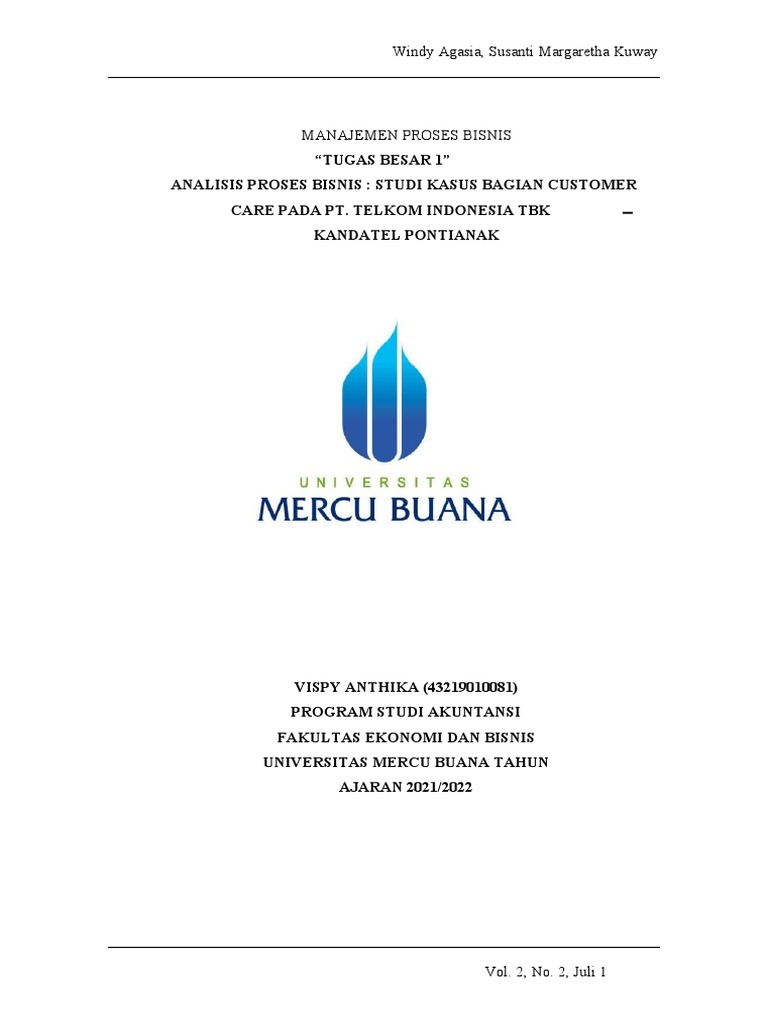 Tb01manprobis (Studi Kasus Bagian Customer Care Pada Pt. Telkom Indonesia TBK) - 43219010081 ...
