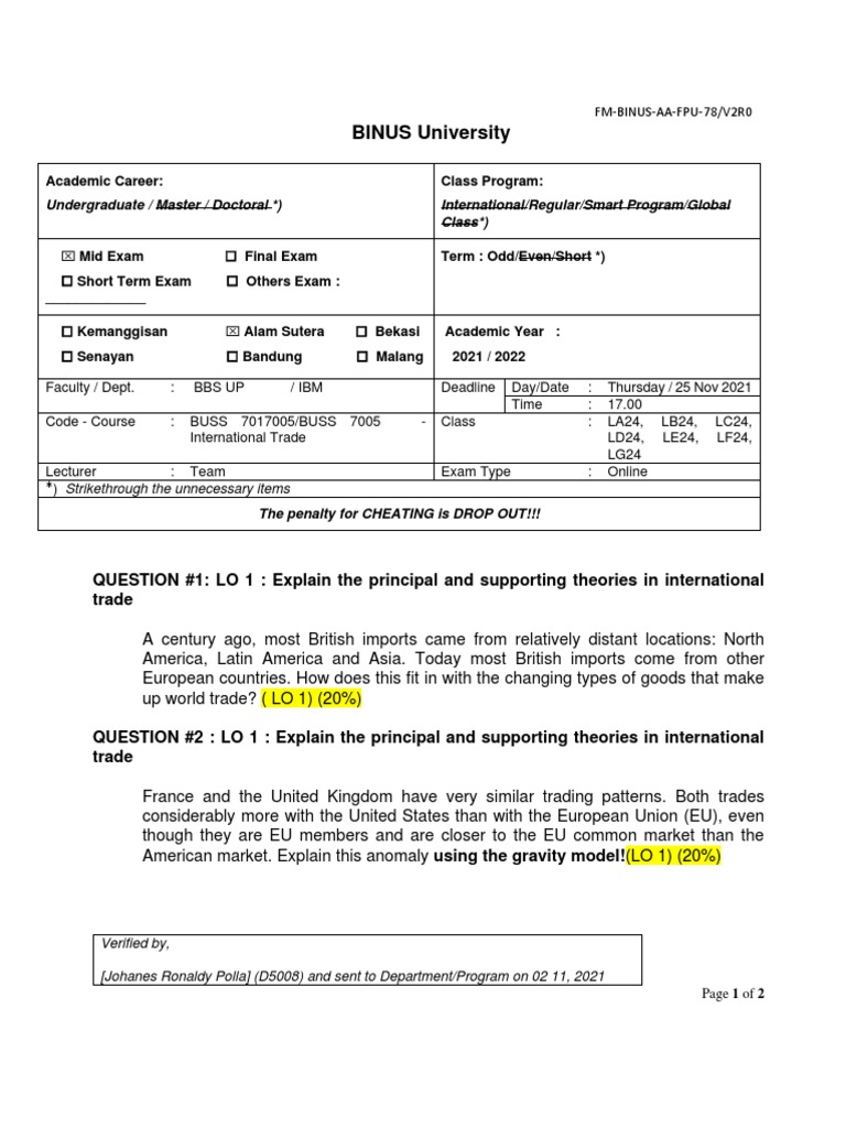 BINUS University: Undergraduate / Master / Doctoral ) International ...