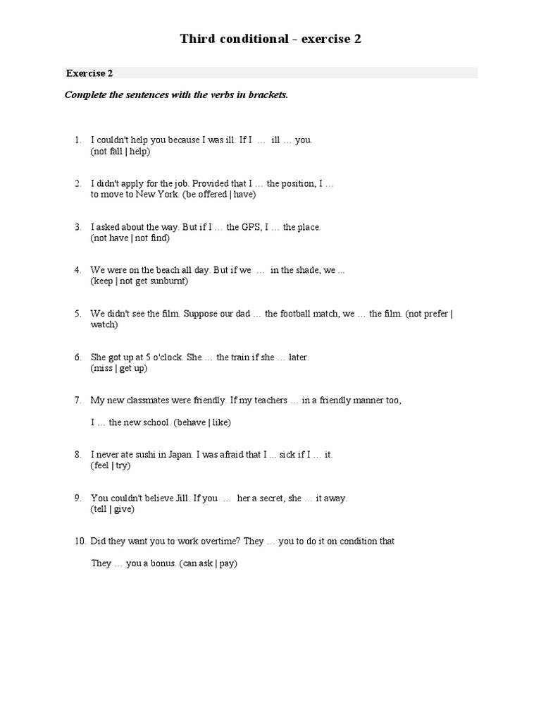 IF Clause Type 3 Exercise 2 | PDF