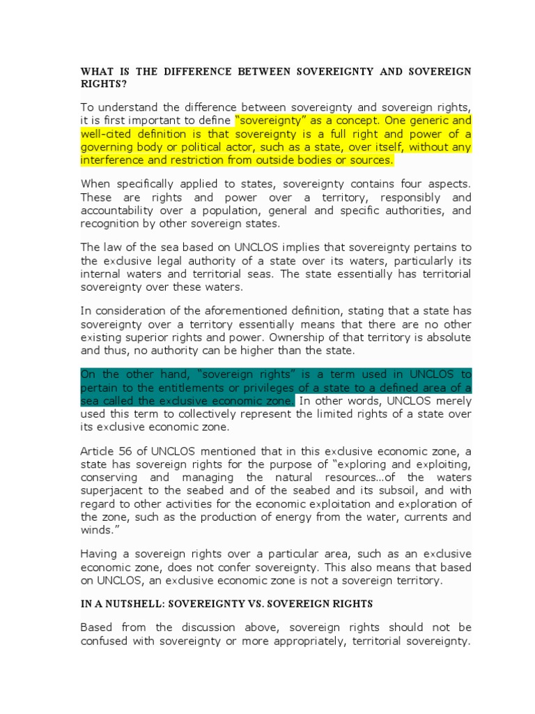 Sovereignty, Jurisdiction and Sovereign Rights | PDF | Sovereign State ...