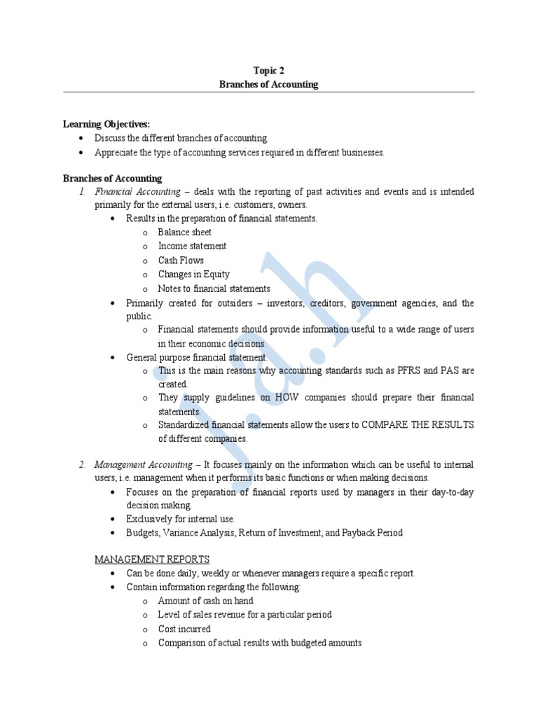 Branches of Accounting | PDF | Audit | Financial Accounting