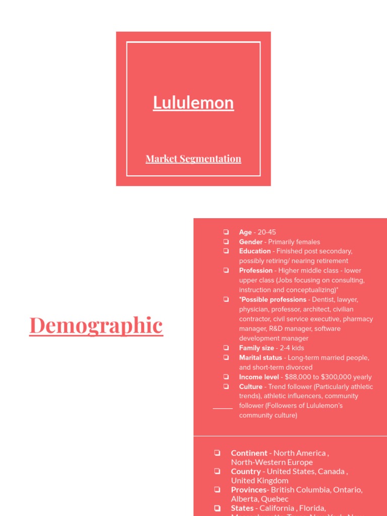 Lululemon Target Market Analysis | PDF | Market Segmentation
