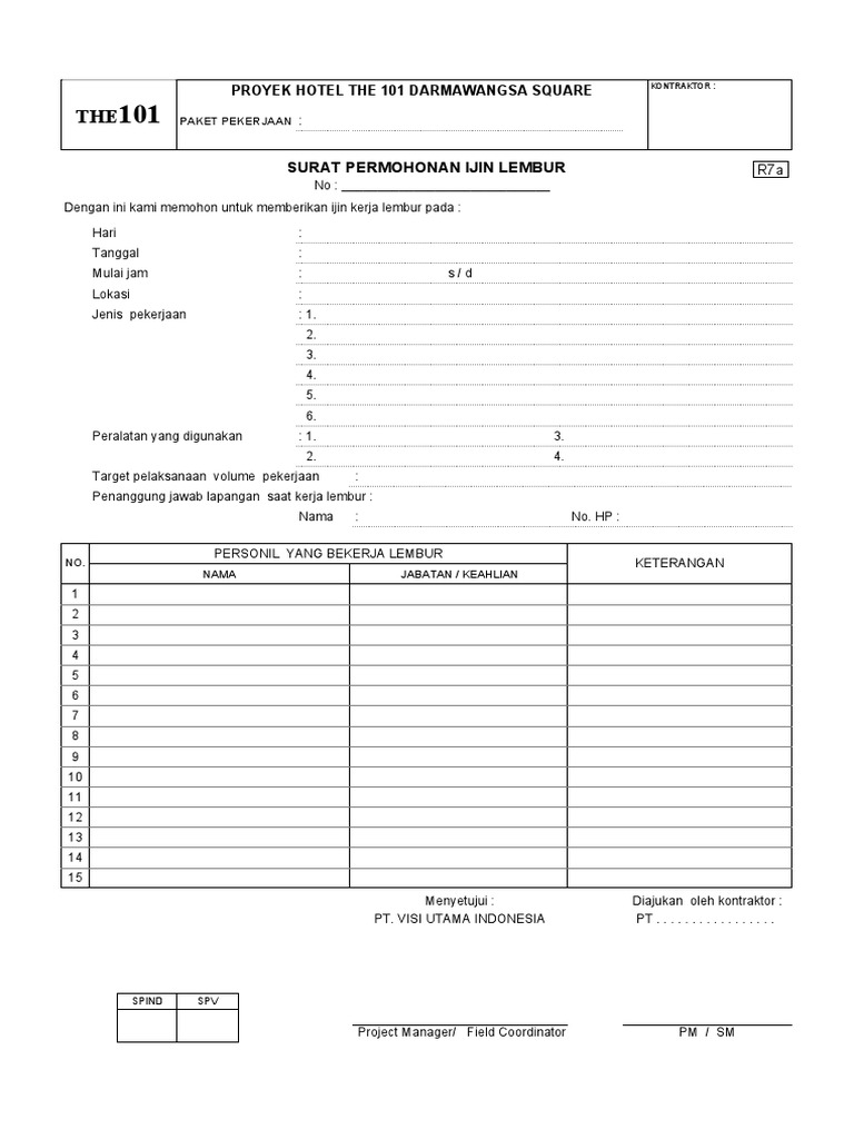 R7a SURAT PEMBERITAHUAN LEMBUR | PDF