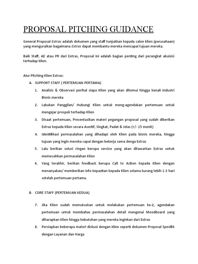 Proposal Pitching Guidance Extras | PDF