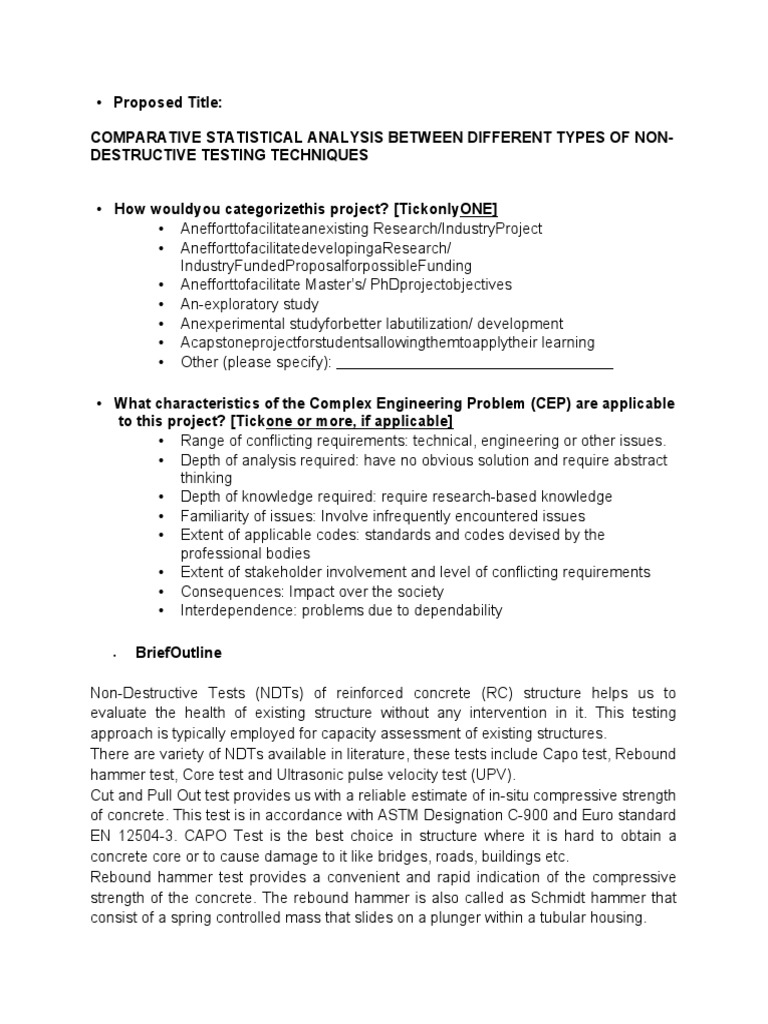 Project Proposal Form NDT - AR2 | PDF | Nondestructive Testing | Evaluation