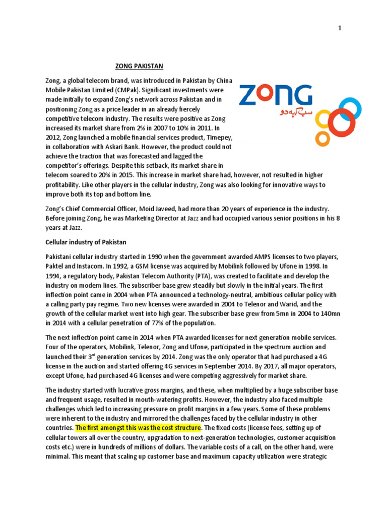 Zong Pakistan Case | PDF | Telecommunications | Economies