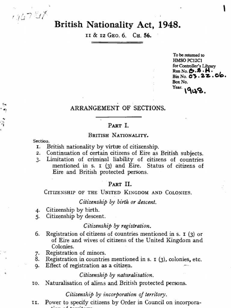 British Nationality Act 1948 | PDF | Naturalization | Citizenship