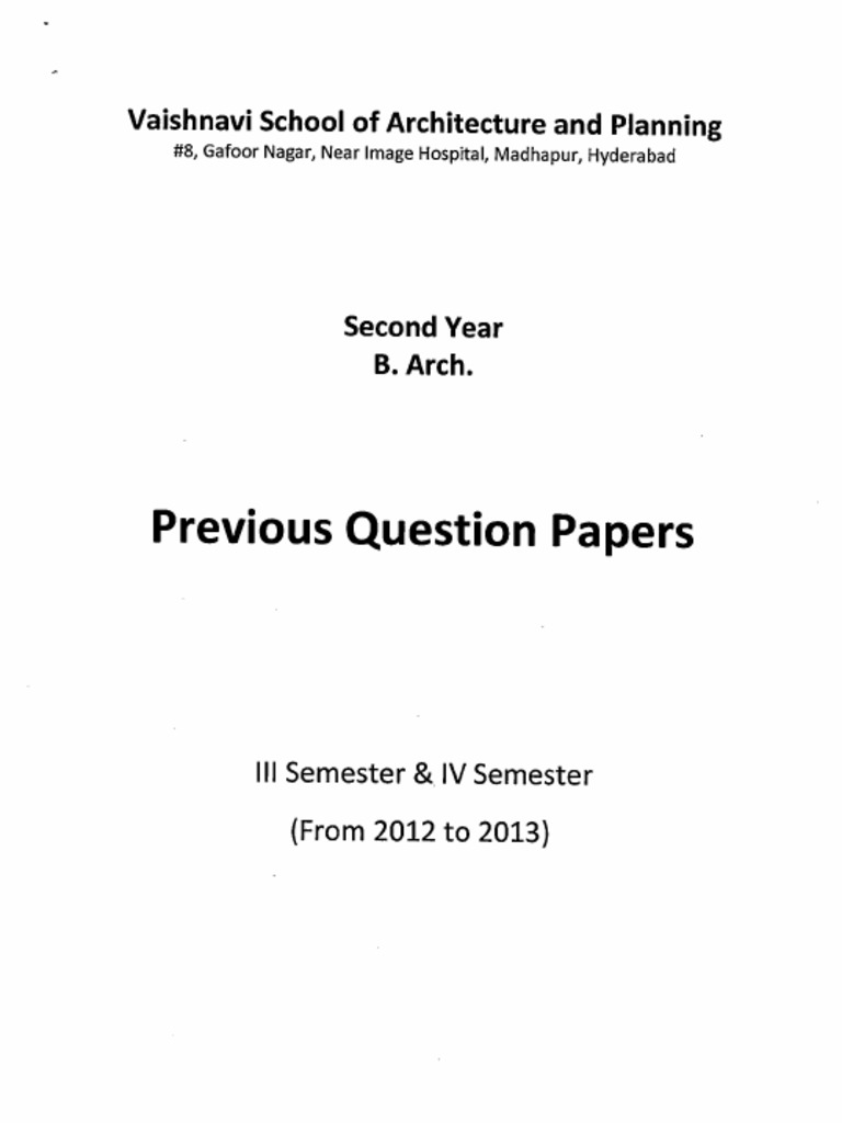 Question Papers 2nd Year B.arch | PDF