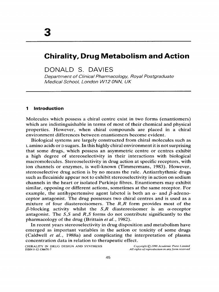 Chirality, Drug Metabolism and Action | PDF | Enzyme Inhibitor ...