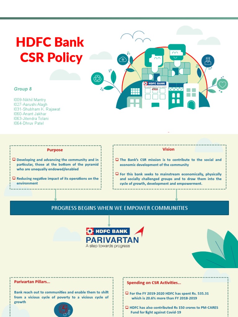 HDFC Bank CSR Policy: Group 8 | PDF | Corporate Social Responsibility ...