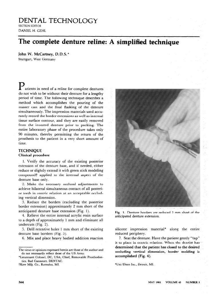 The Complete Denture Reline A SimpMkd Technique | PDF | Dentures | Plaster