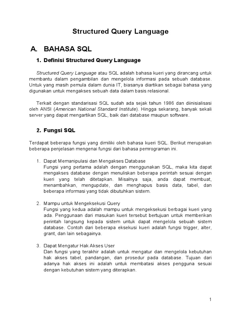 Structured Query Language | PDF