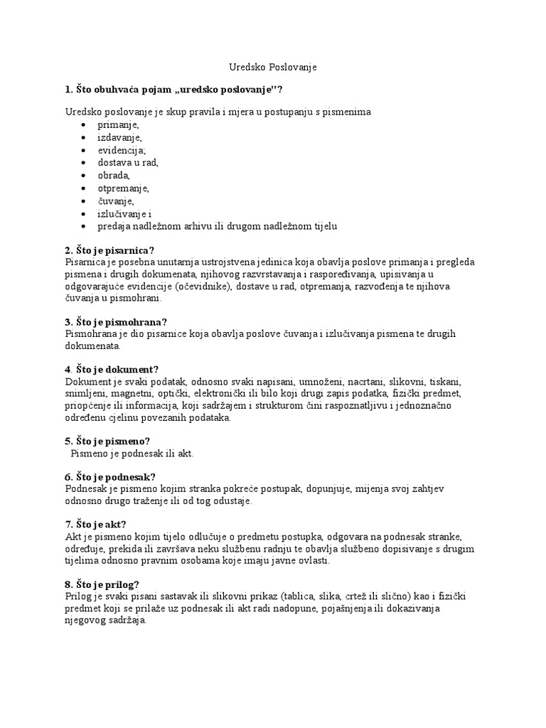 Uredsko Poslovanje | PDF