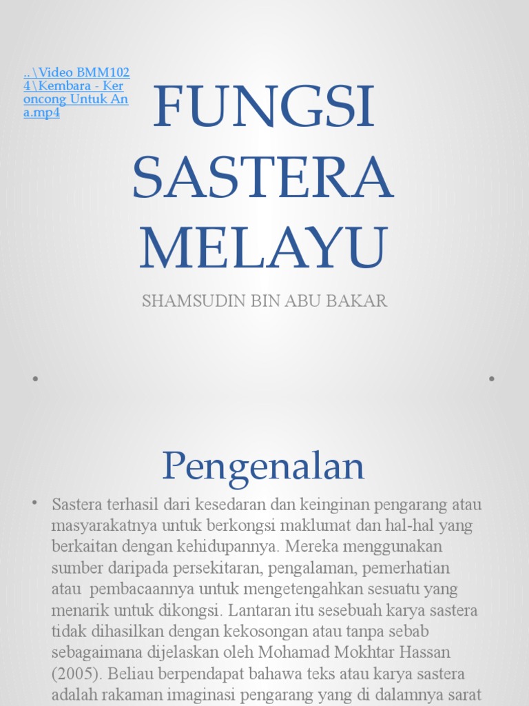 Fungsi Sastera Dalam Kehidupan Melayu | PDF | Klasik