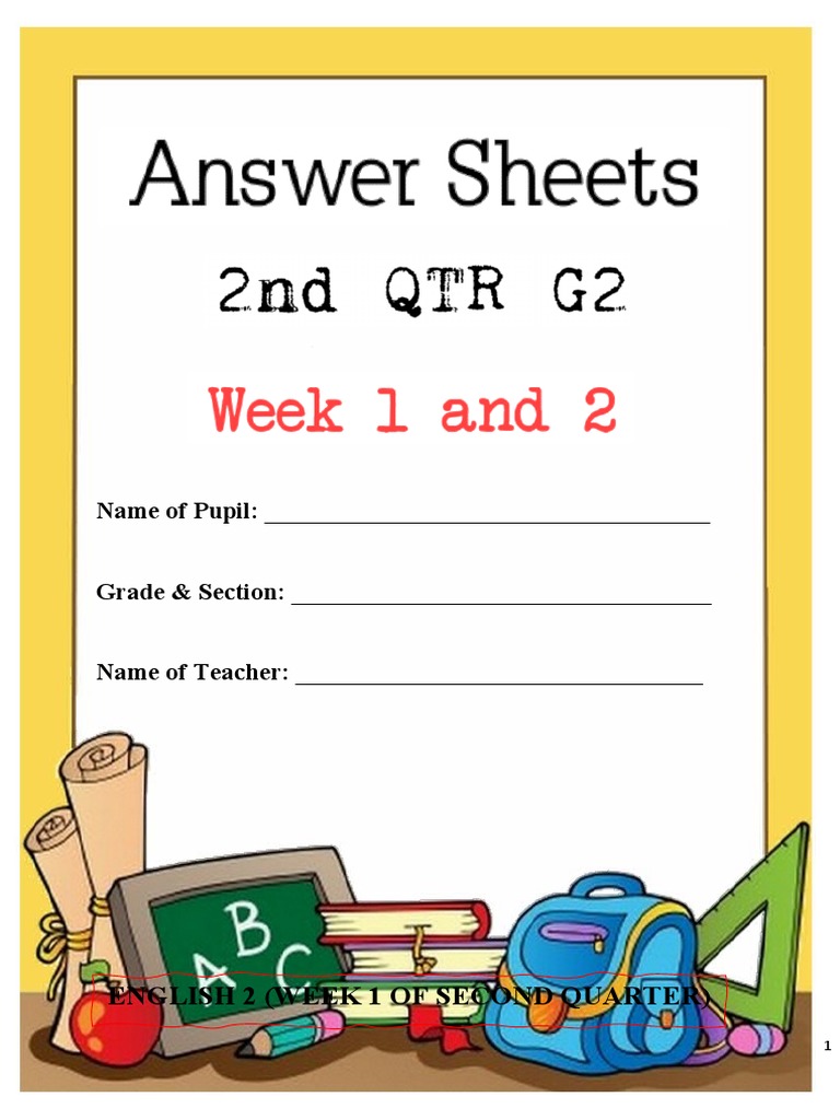 ANSWER SHEETS WEEK 1 2 Complete All Subjects | PDF