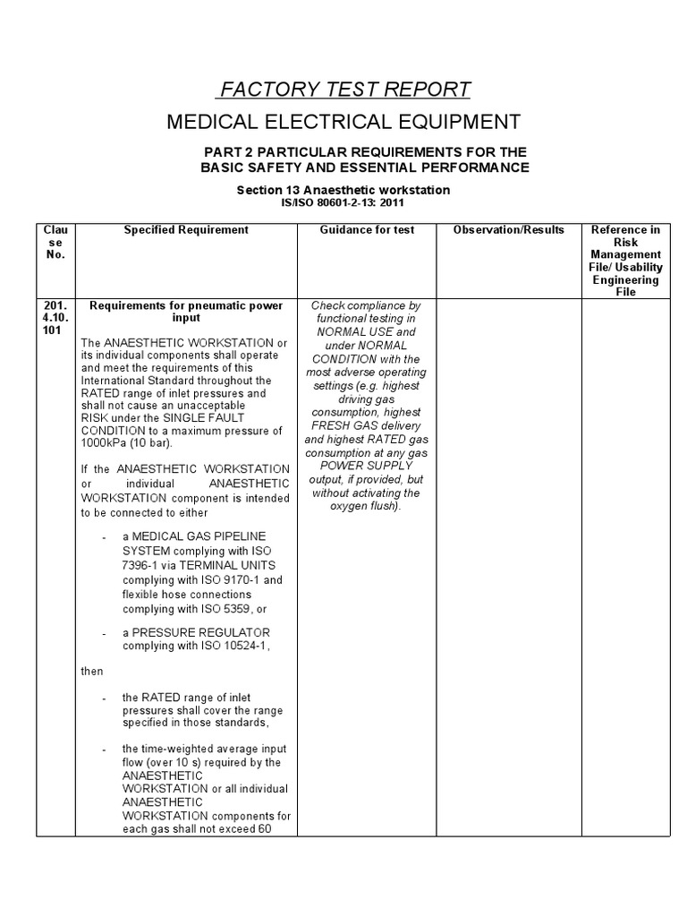 Factory Test Report (Edit Copy) | PDF | Breathing | Anesthesia