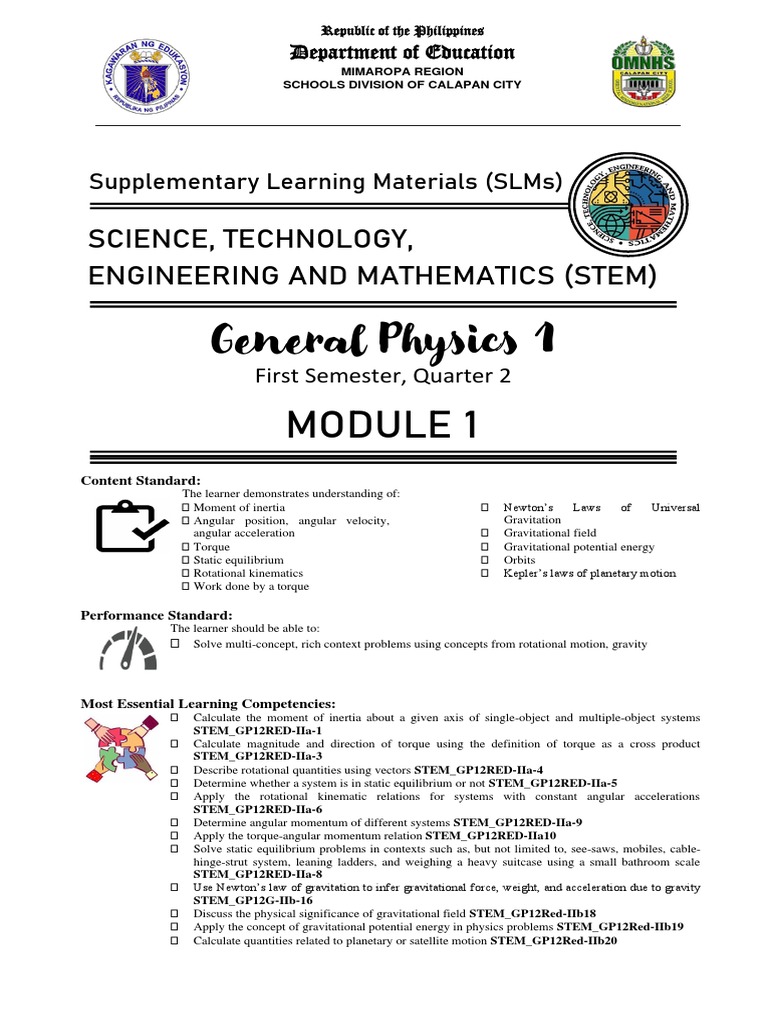 Understanding Rotational Motion: An Analysis of Key Concepts in General Physics 1 Module 1 | PDF ...