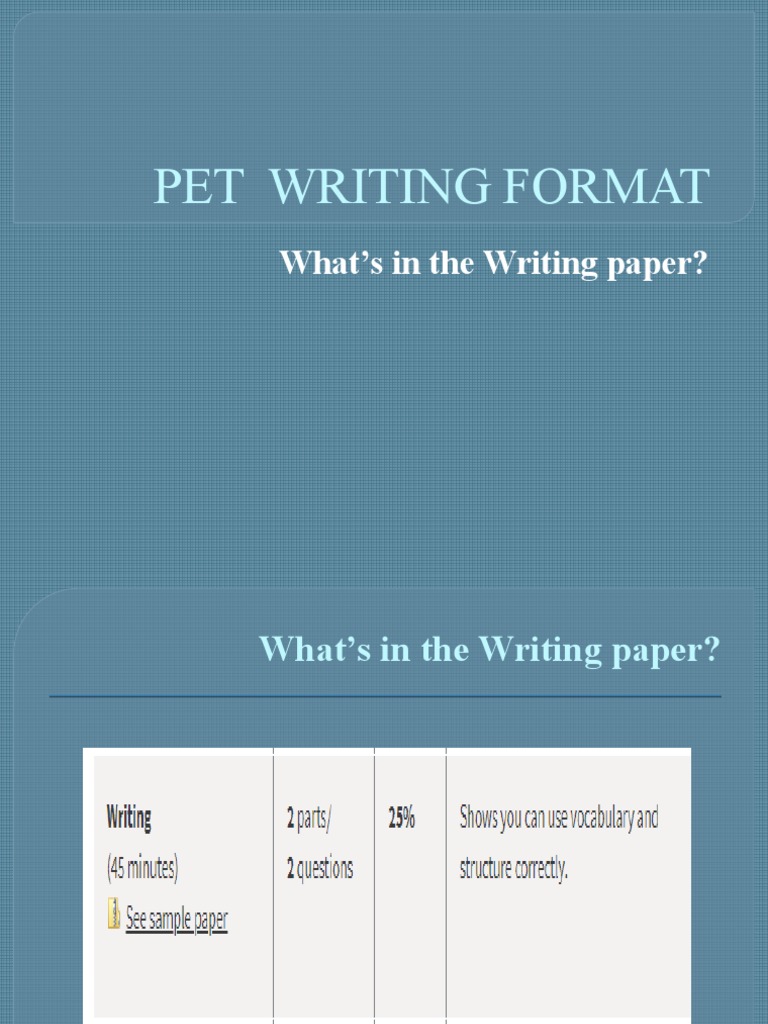 Pet Writing Format: What's in The Writing Paper? | PDF