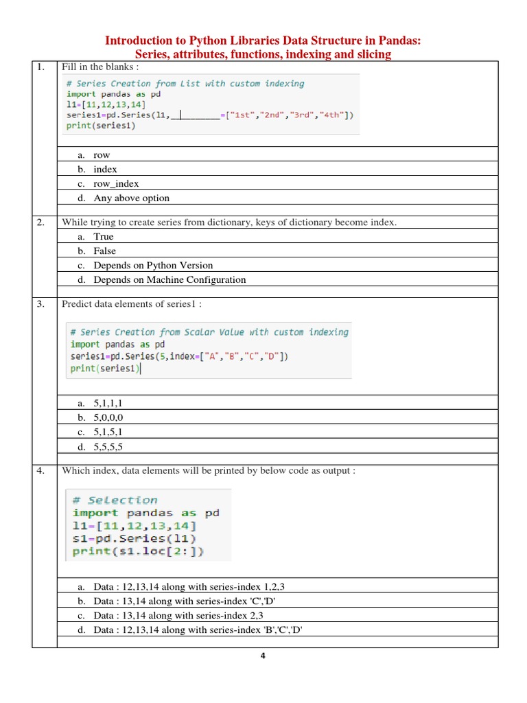 MCQ Based On Series | PDF | Array Data Type | Data Type