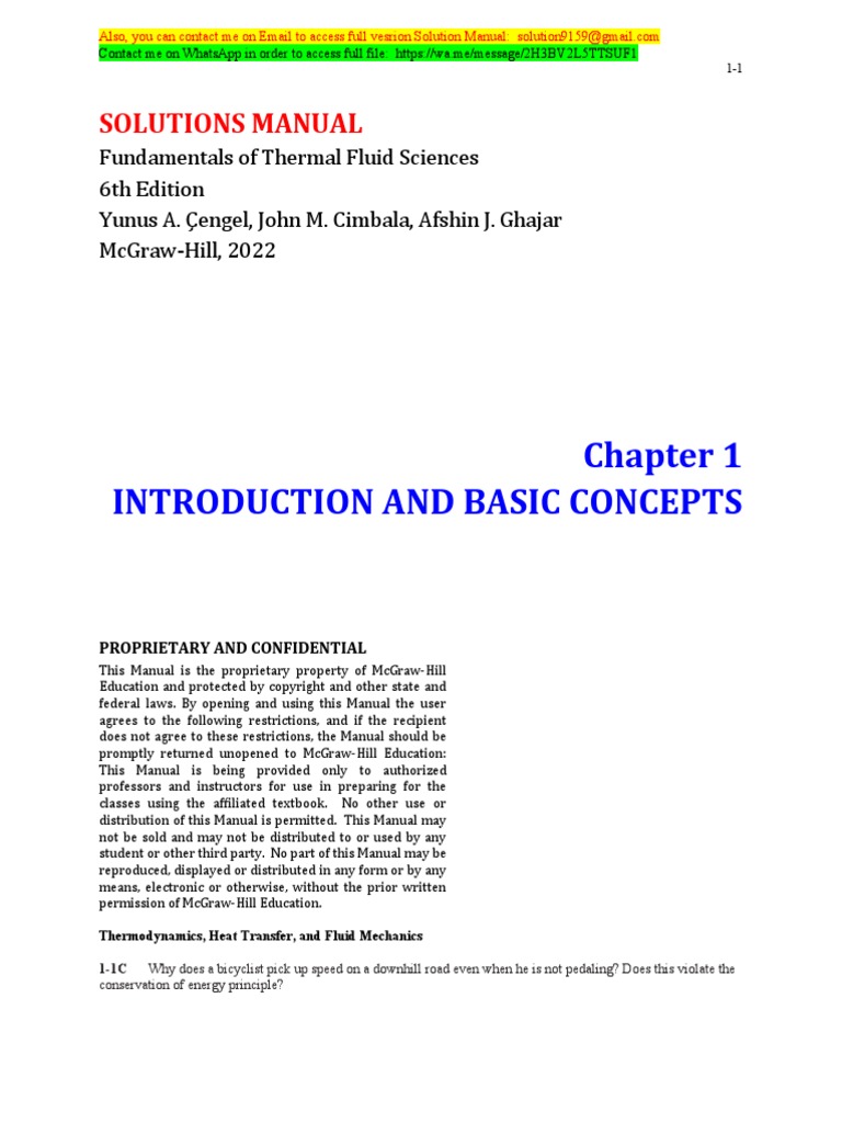 Sample For Solution Manual Fundamentals of Thermal Fluid Sciences 6th ... Sample For Solution Manual Fundamentals of Thermal Fluid Sciences 6th ...