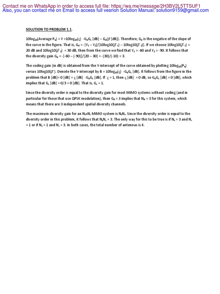 Sample For Solution Manual Introduction To MIMO Communications by Jerry ...