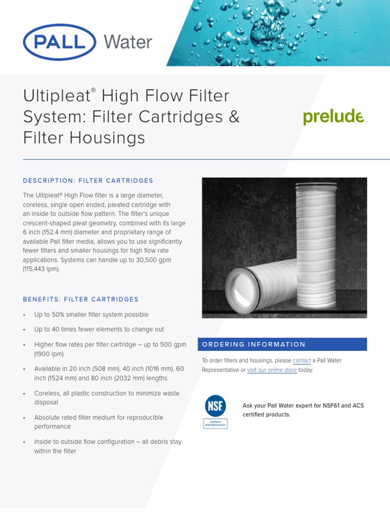 Pall Water - Prelude - Ultipleat High Flow - Data Sheet | PDF ...