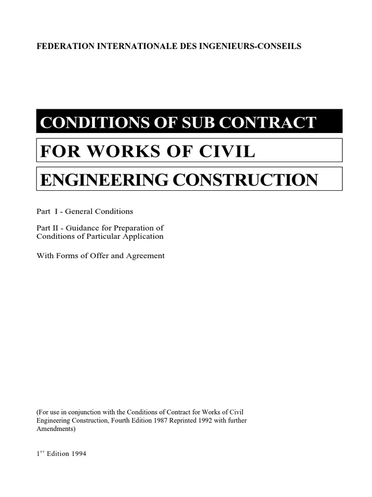 For Works of Civil Engineering Construction: Conditions of Sub Contract ...