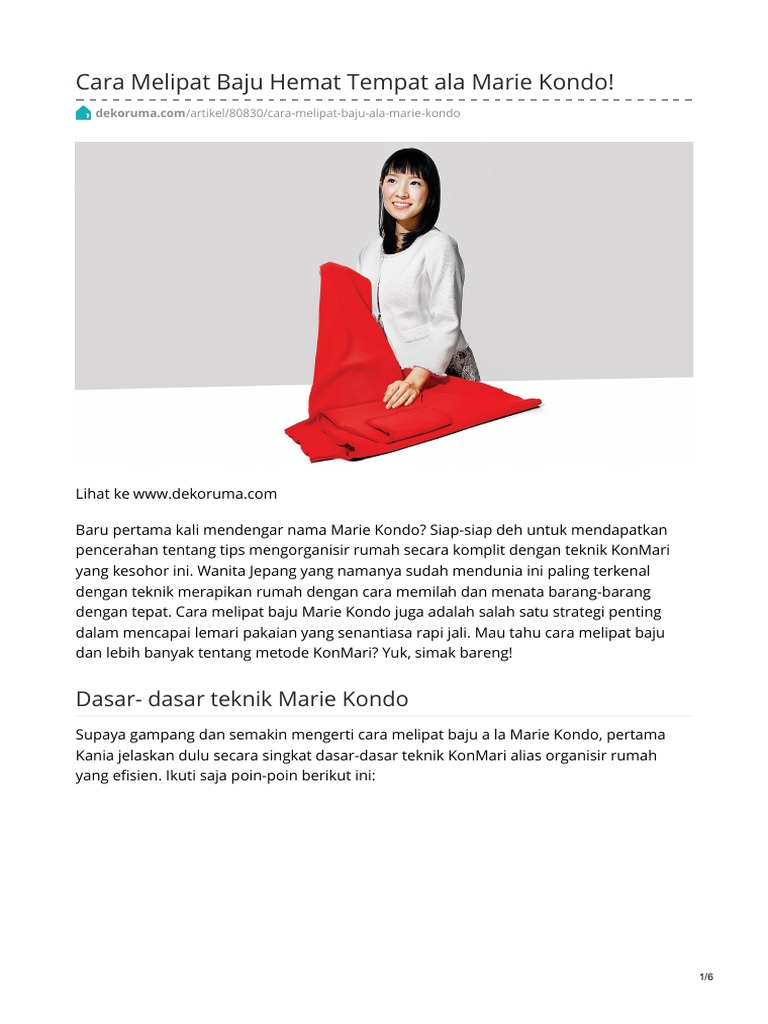Cara Melipat Baju Hemat Tempat Ala Marie Kondo | PDF