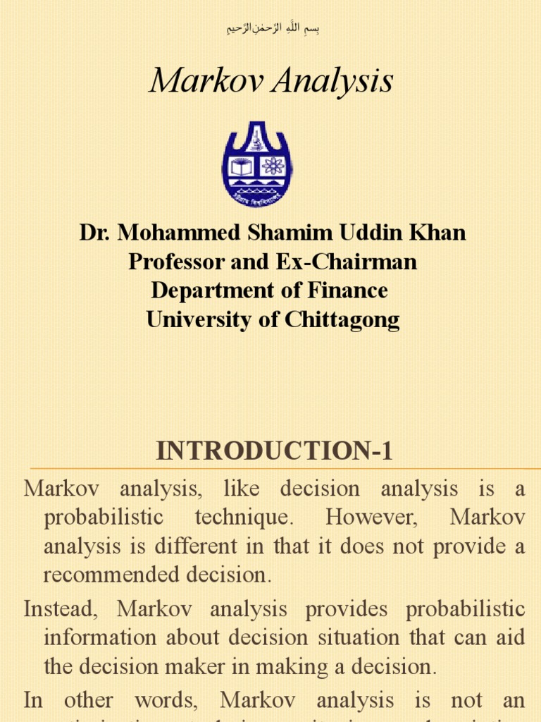 Chapter 4 Markov Analysis | PDF | Markov Chain | Mathematics